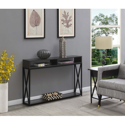 Andover Mills Abbottsmoor 47.24 Console Table Table Top Color Charcoal Gray Table Base Color Black Console Table Shop